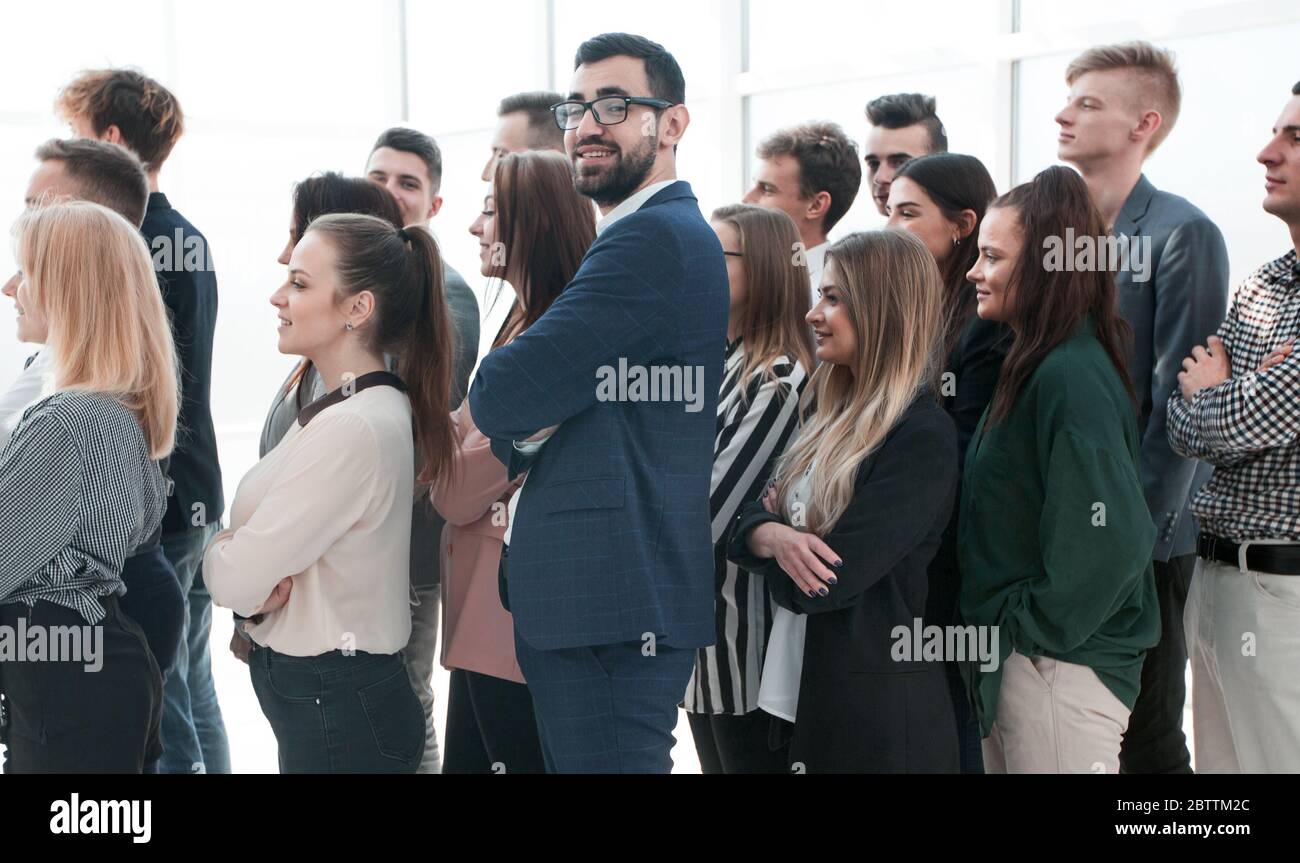 group of diverse young people standing together and looking ahead Stock ...