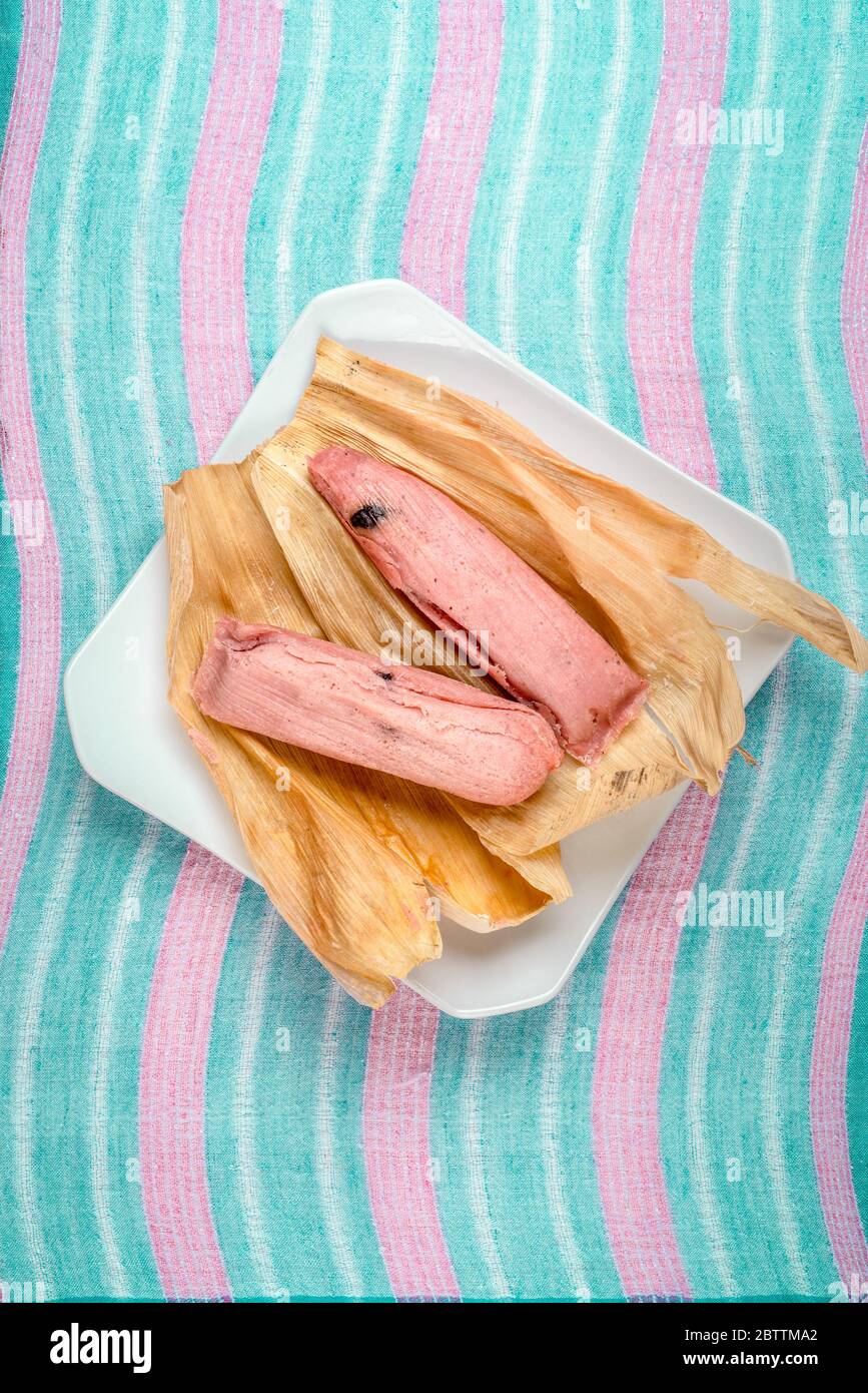 Sweet Tamale, Mexican dish made with corn dough with raisin and ...