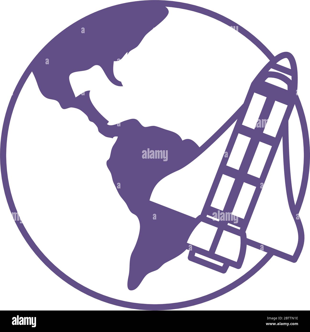 space ship vehicle flying with earth planet vector illustration design ...