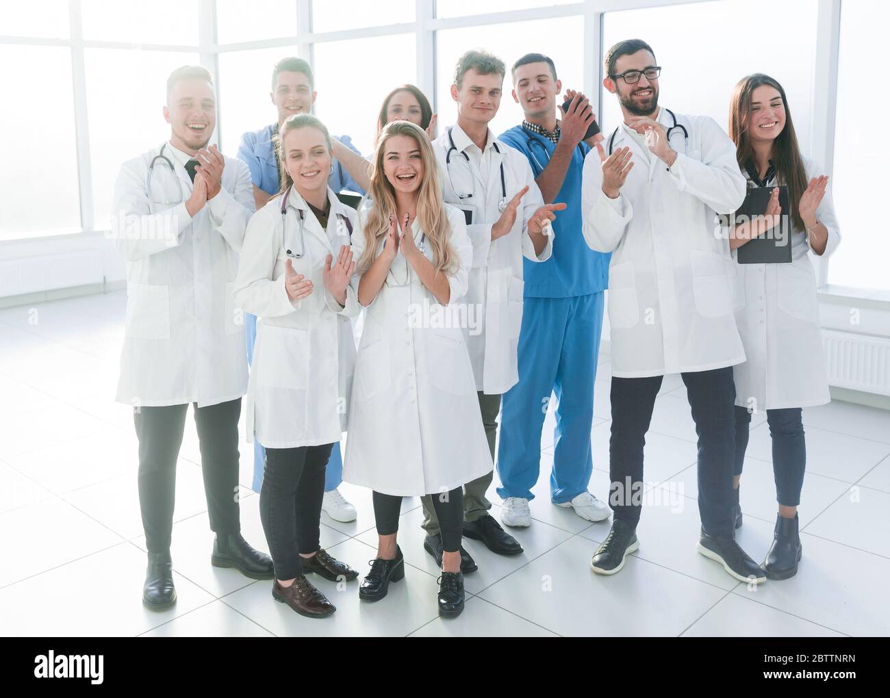 happy group of medical professionals showing their success Stock Photo ...