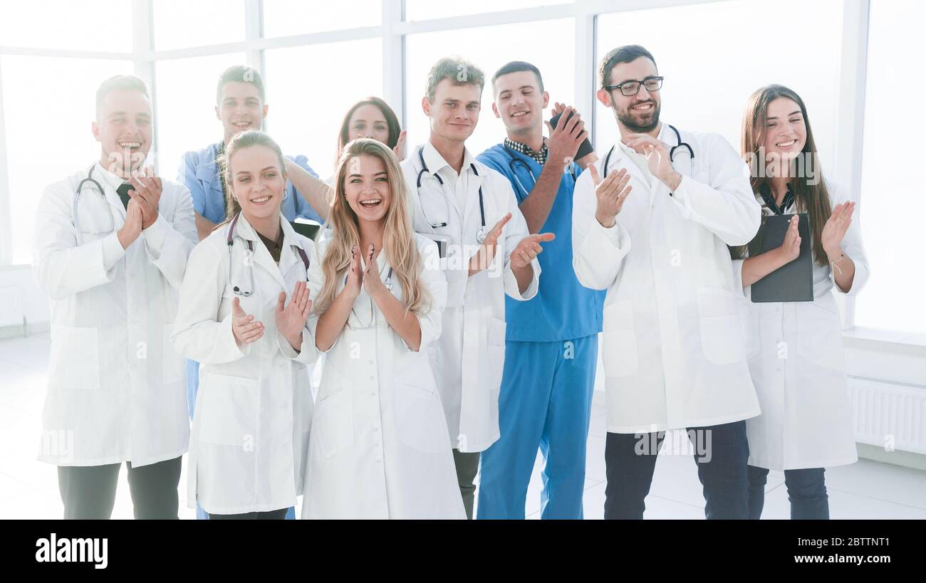 happy group of medical professionals showing their success Stock Photo ...