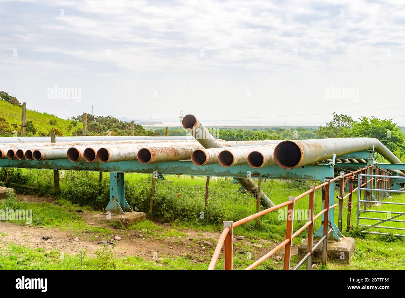 Decommissioned pipework at the site of the former BP Llandarcy Oil ...