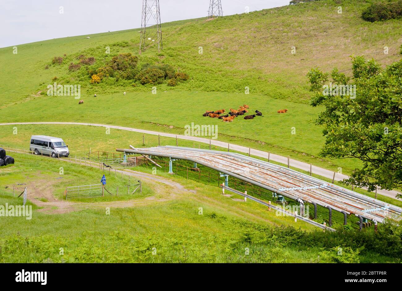 Decommissioned pipework at the site of the former BP Llandarcy Oil ...
