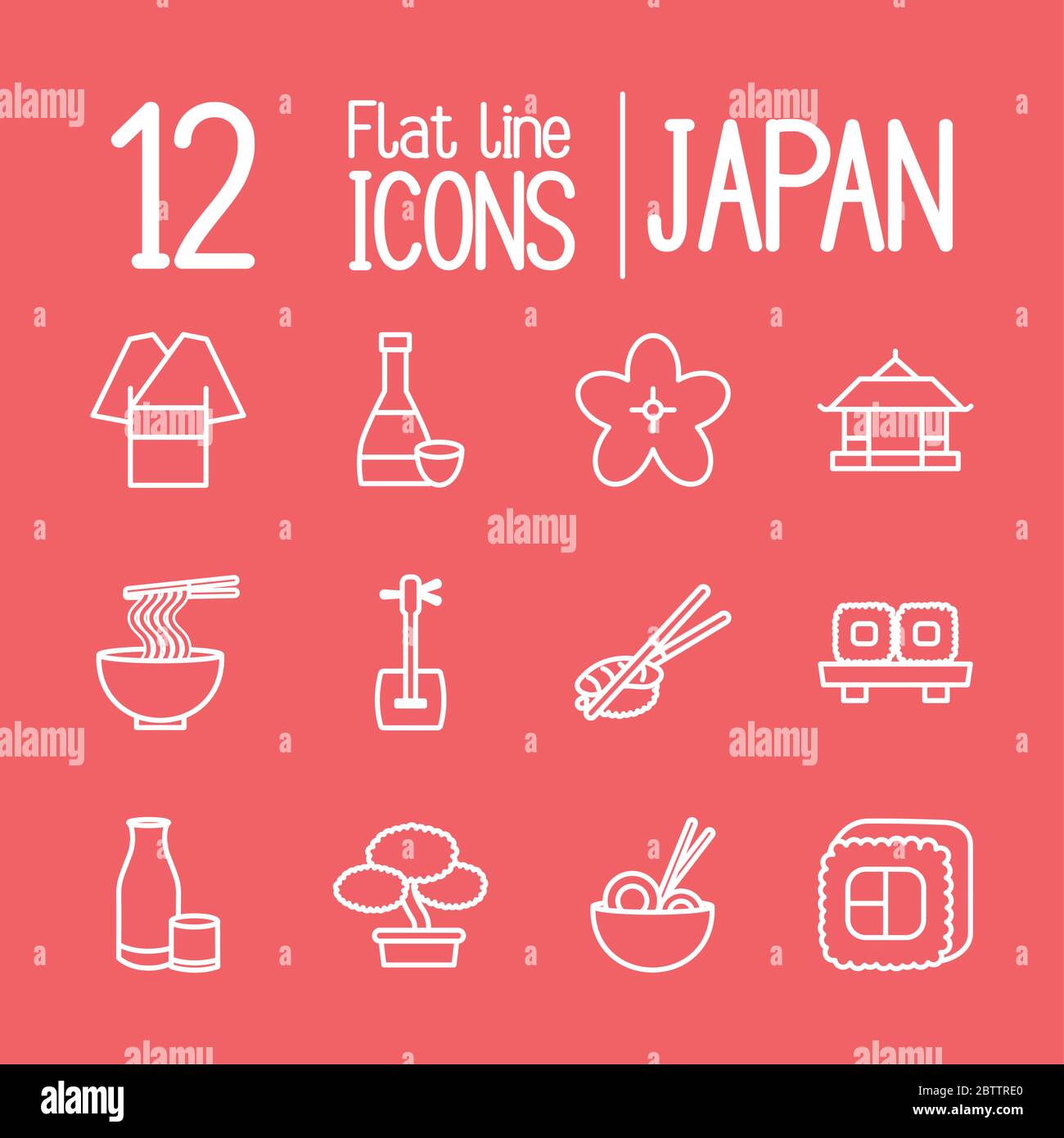Japanese house line icons bundle design, Japan culture asia travel ...