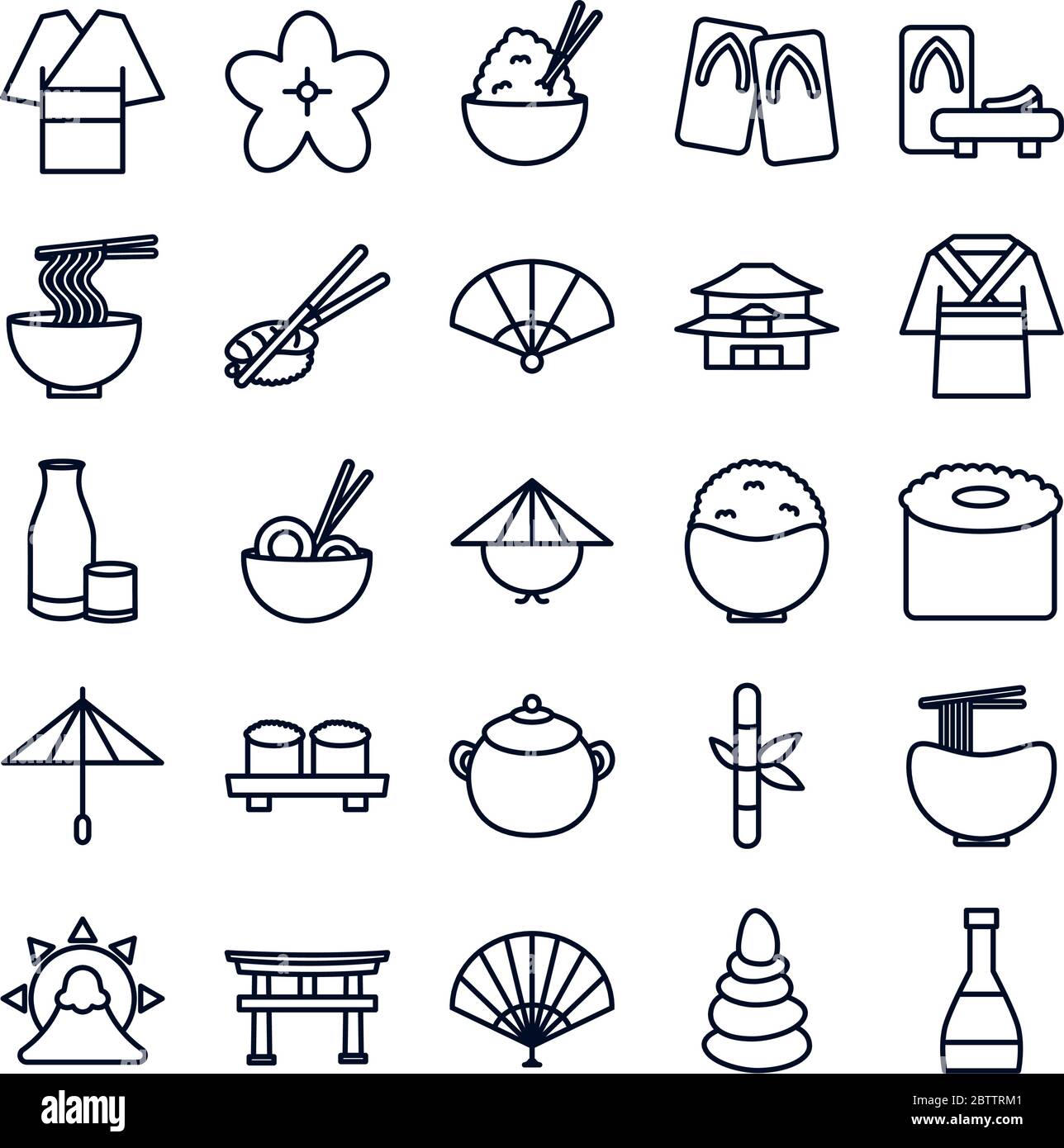 Japanese house line icons bundle design, Japan culture asia travel ...