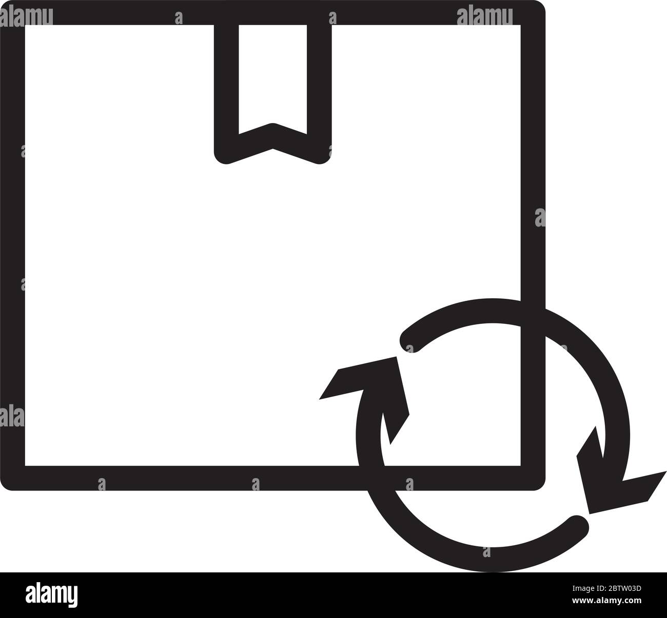 package box and refresh arrows icon over white background, line style ...