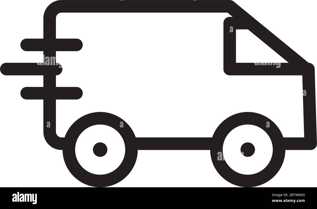 fast delivery van icon over white background, line style, vector ...