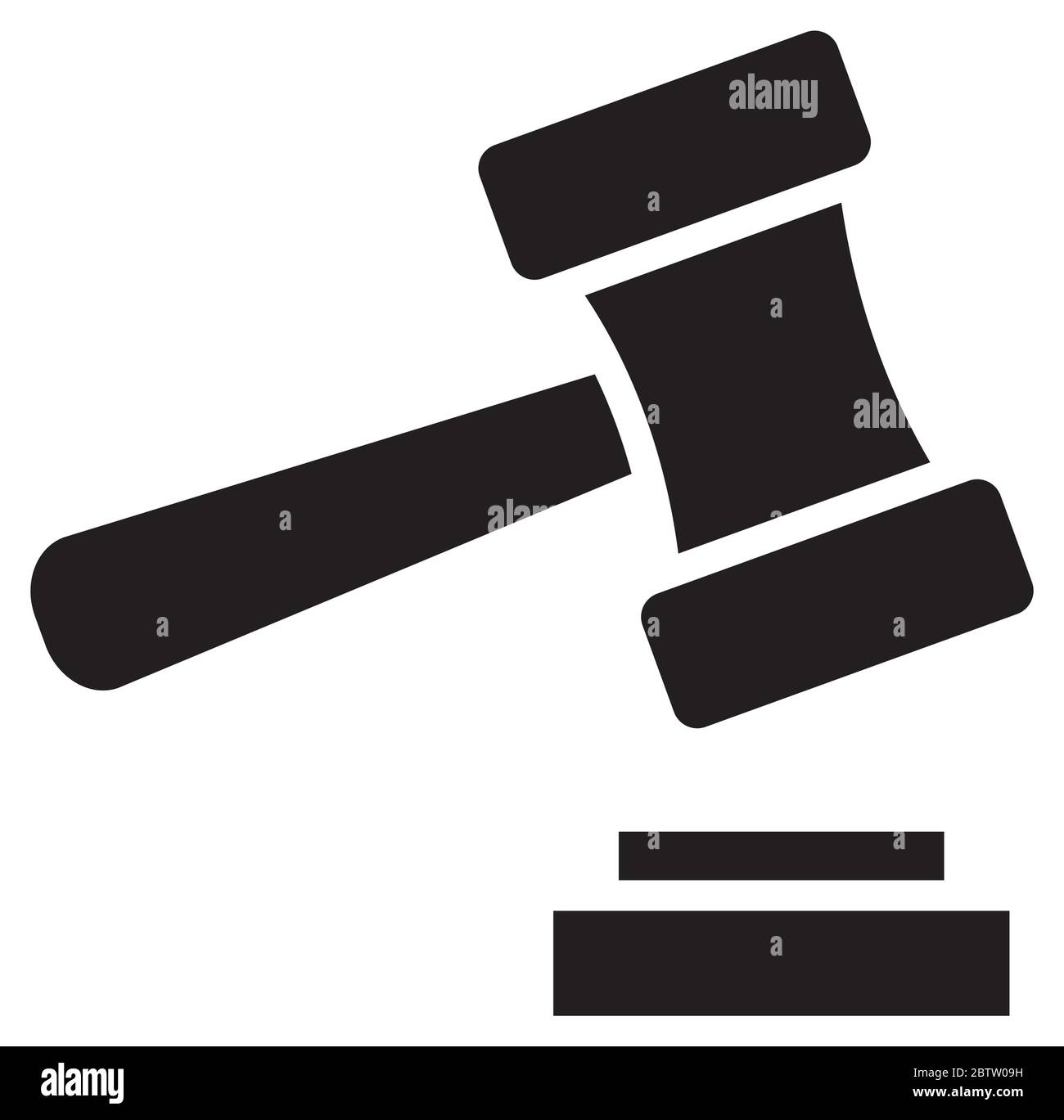 law gavel icon over white background, silhouette style, vector ...