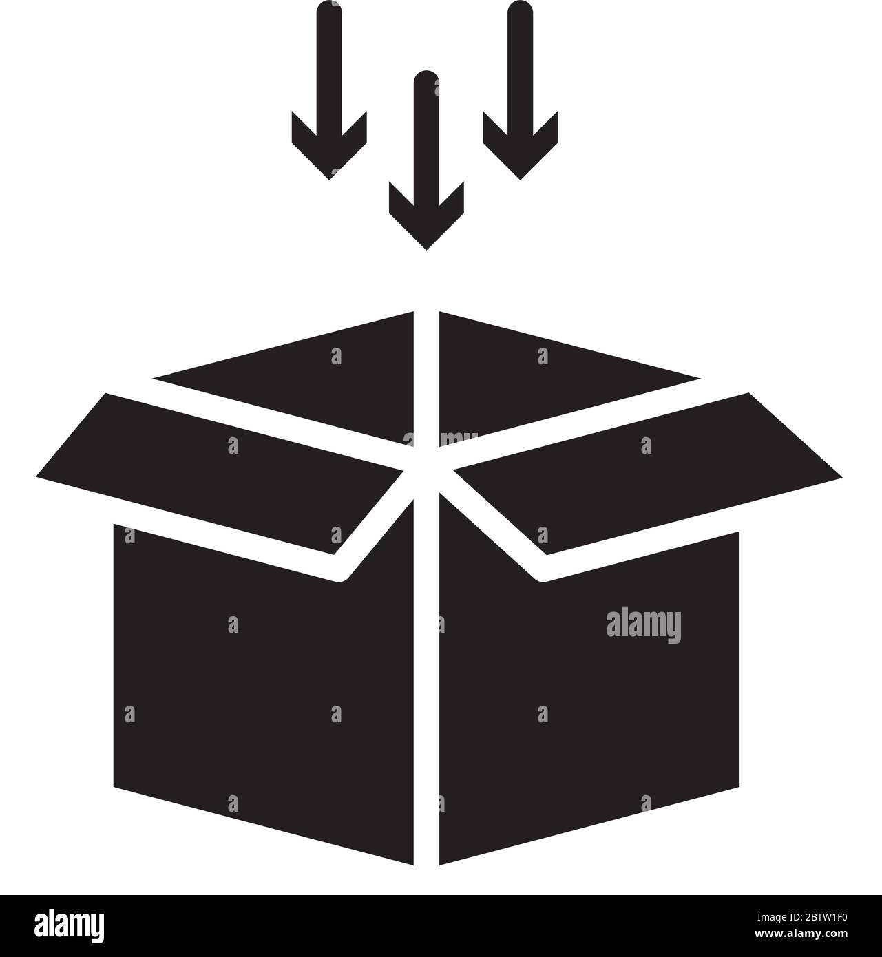 package arrows and box icon over white background, silhouette style ...