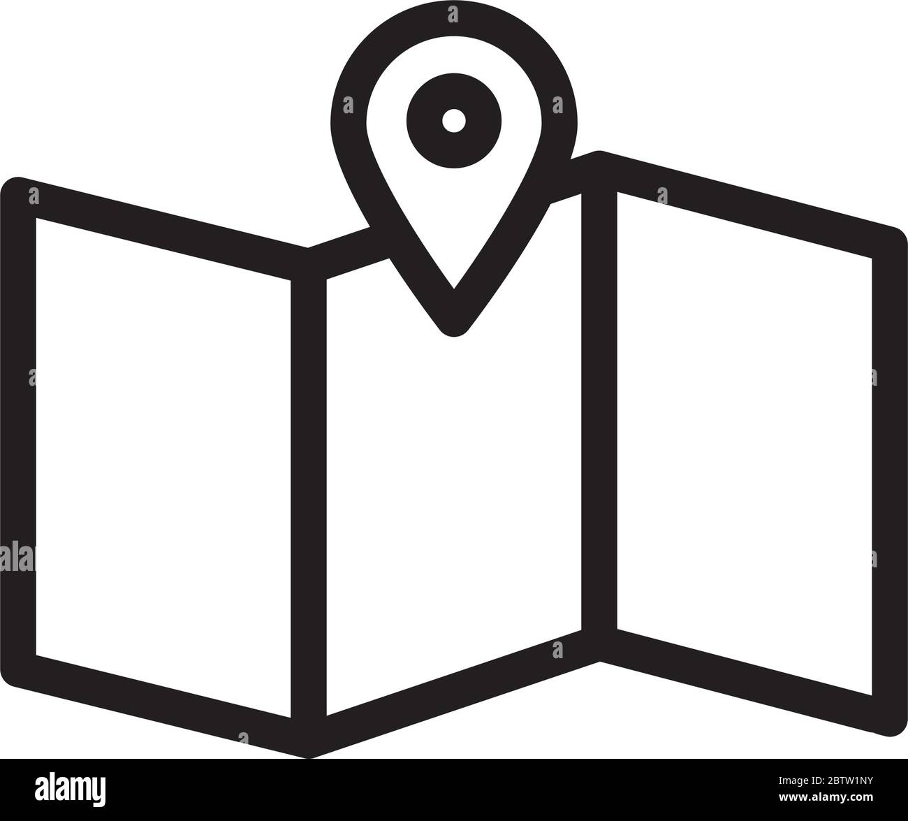 map and location pin icon over white background, line style, vector ...