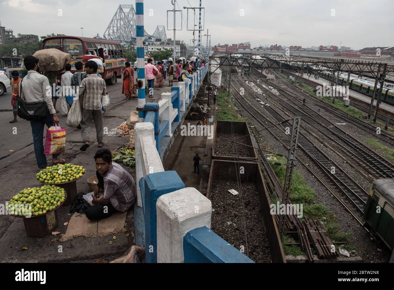 Howrah Junction Railway Station from above. Kolkata, West Bengal, India ...