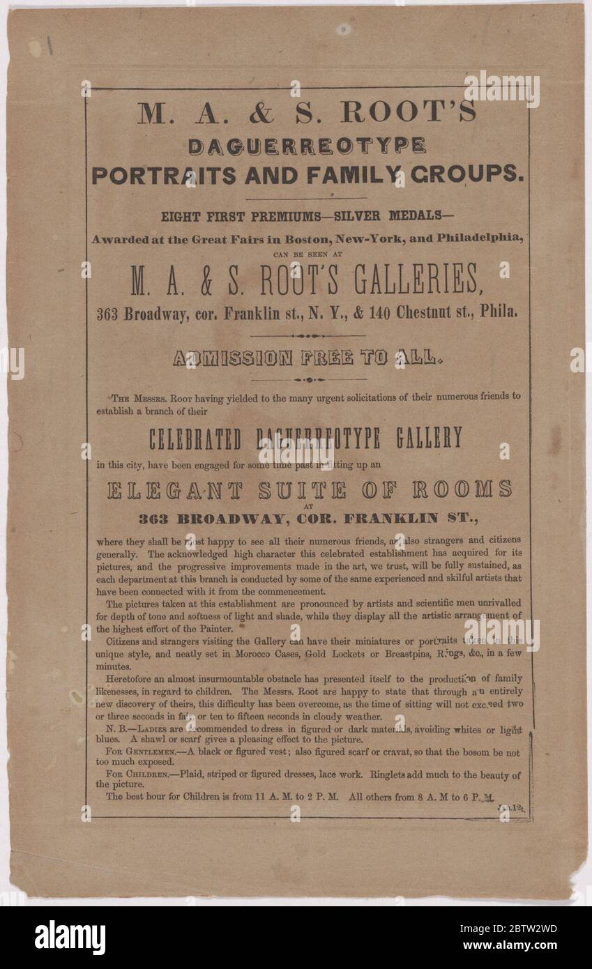 Broadside for Marcus Samuel Root Daguerreotypes Stock Photo - Alamy