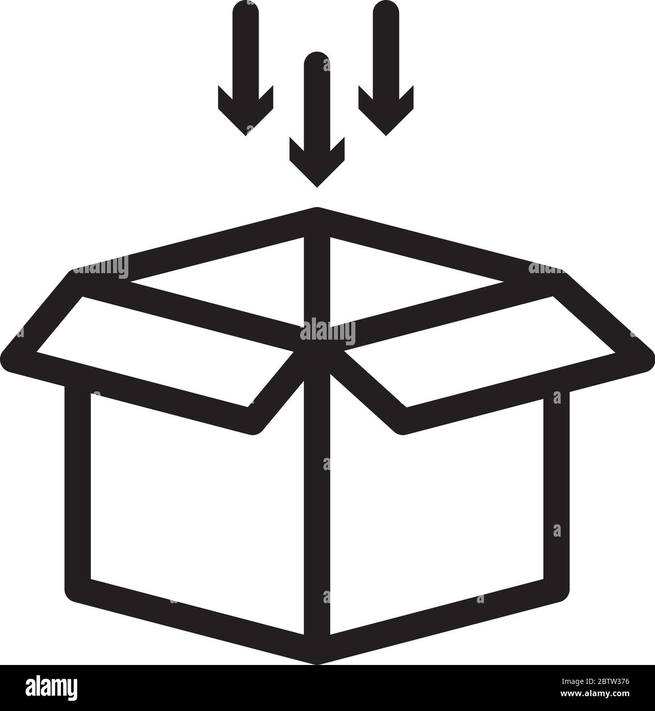 package arrows and box icon over white background, line style, vector ...
