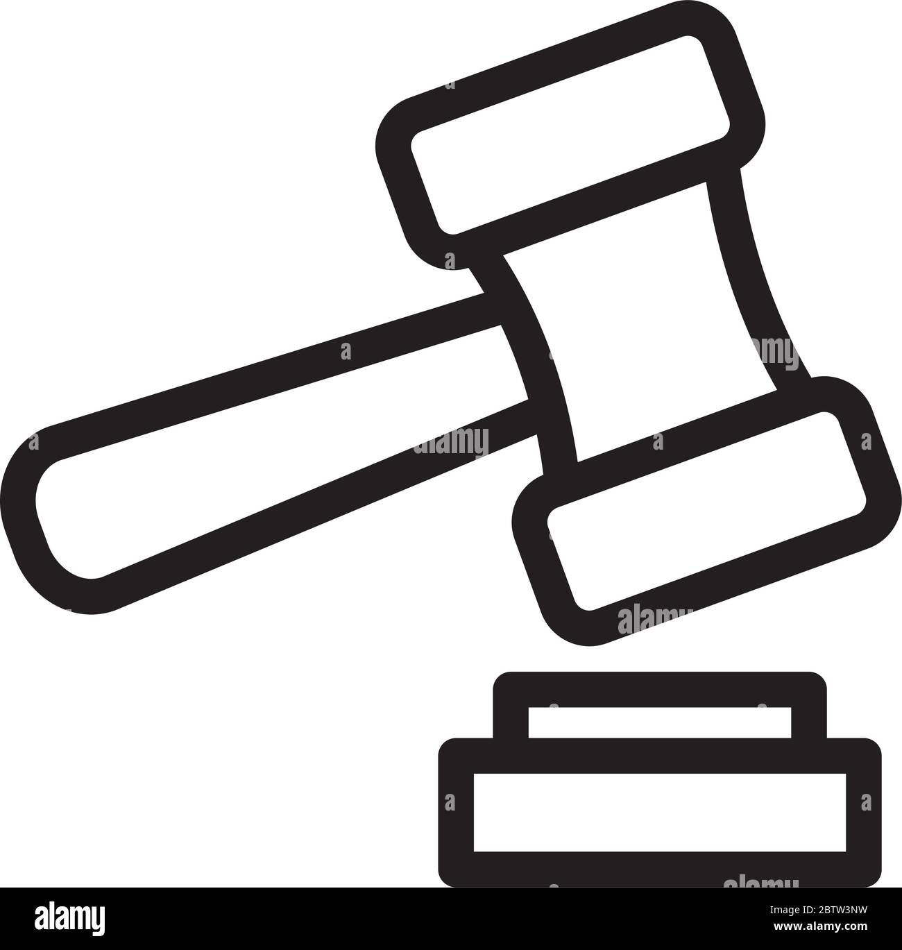 law gavel icon over white background, line style, vector illustration ...