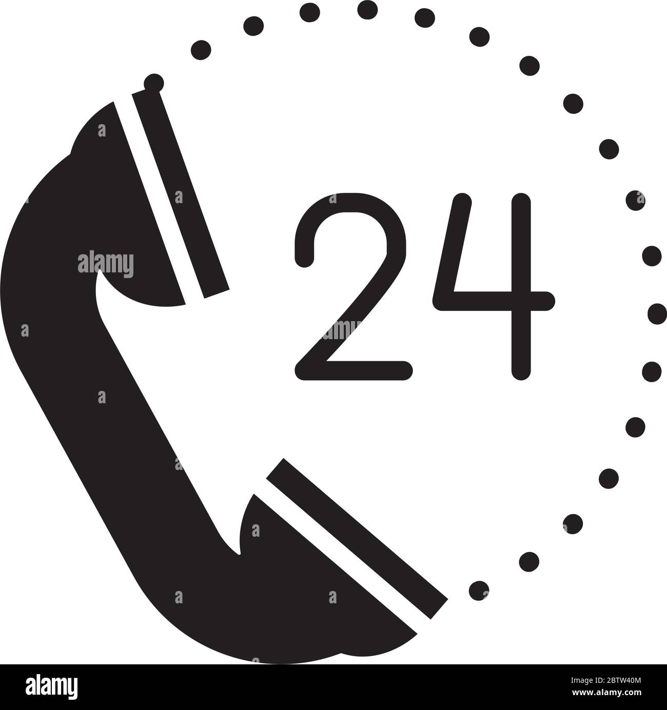 24 hours call service symbol, phone icon over white background ...