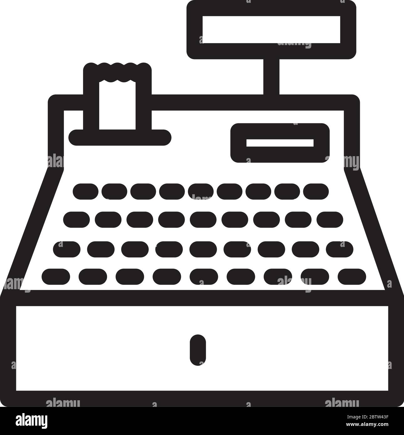cash register icon over white background, line style, vector ...