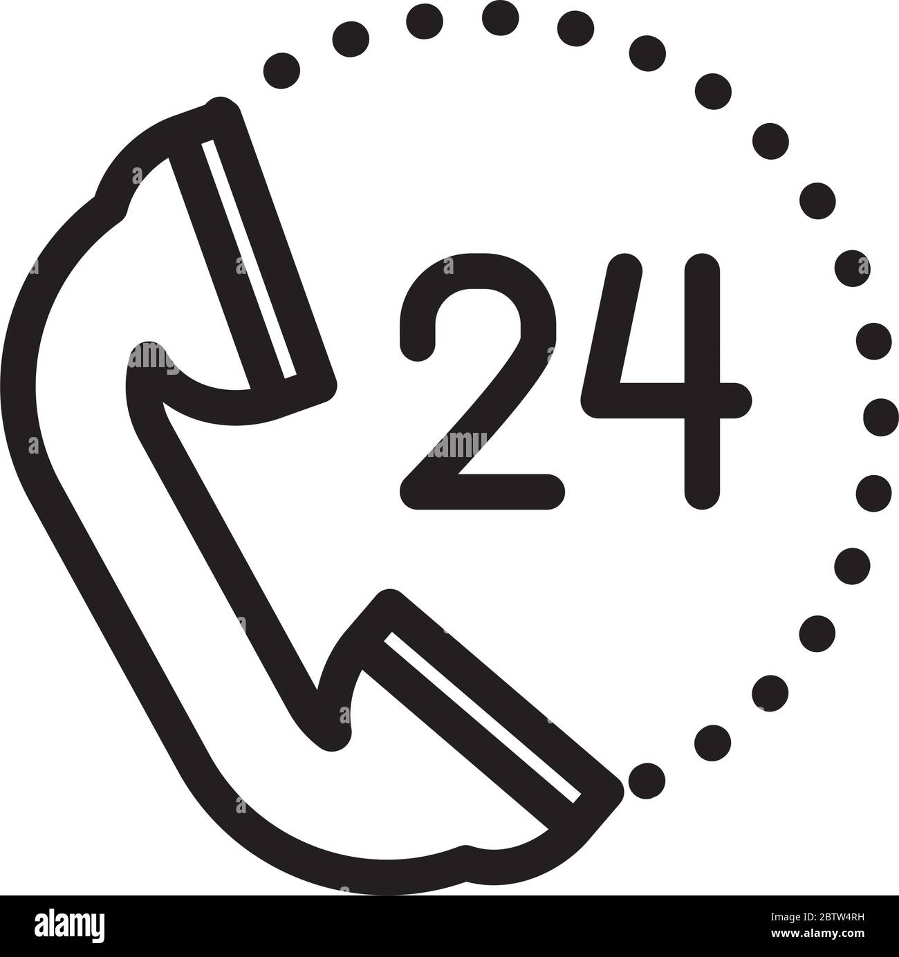 24 hours call service symbol, phone icon over white background, line ...