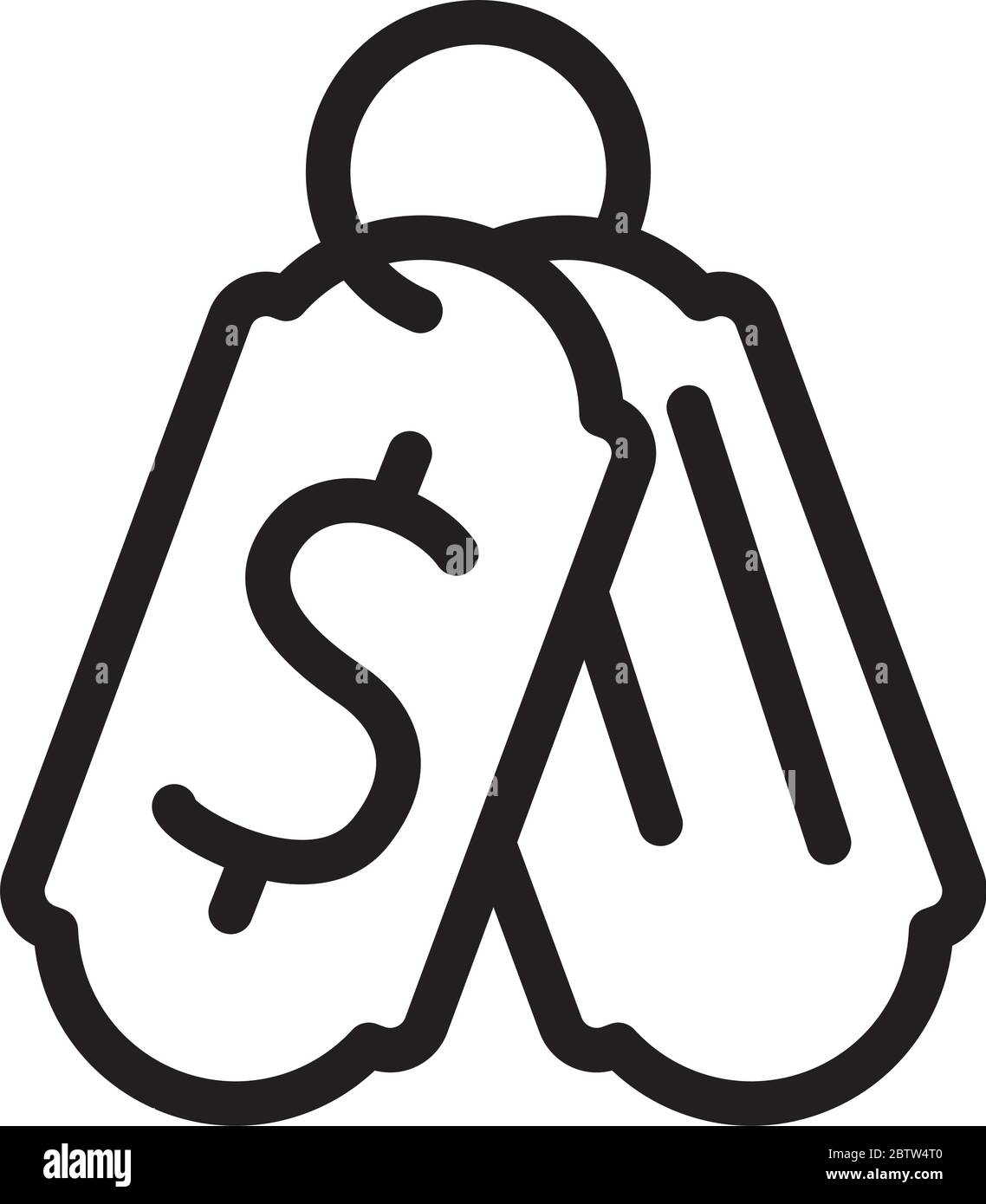 tags with money symbol icon over white background, line style, vector ...
