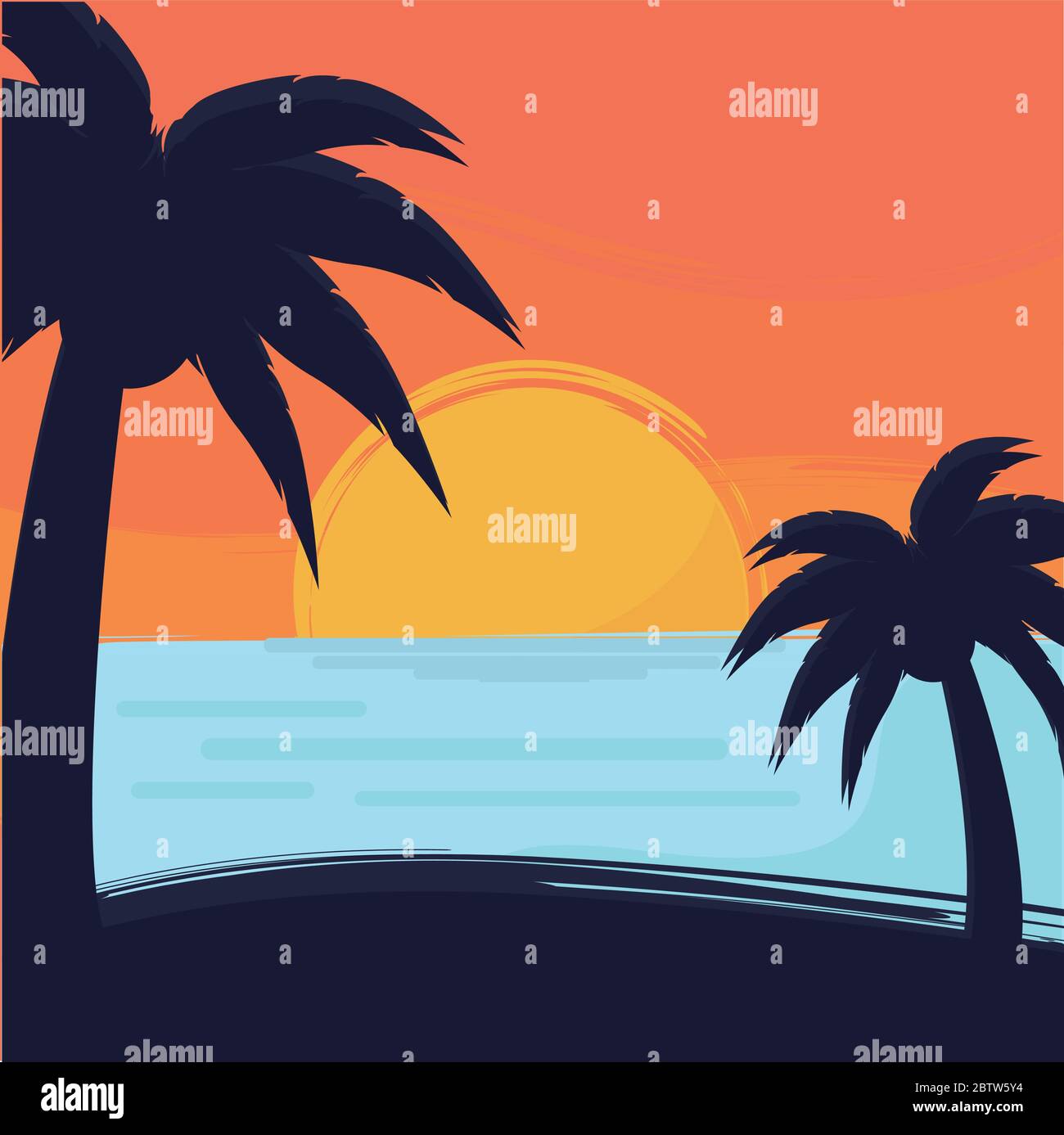 Reflection on water sunset Stock Vector Images - Alamy
