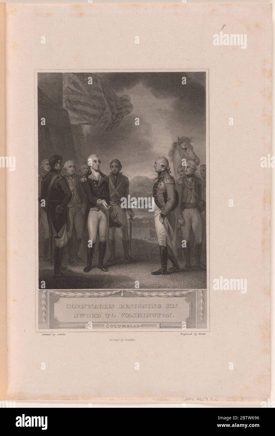 The Columbiad Cornwallis Resigning his Sword to Washington Stock Photo ...