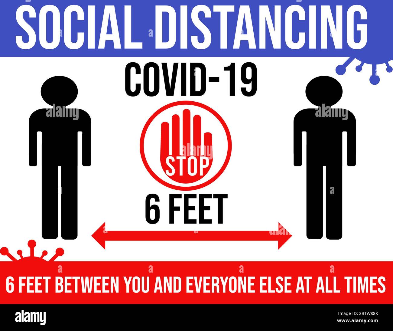 Social distancing poster keeping a distance of six feet from others one ...
