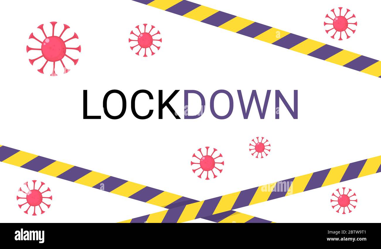 Coronavirus background Lockdown text with Caution tape. Can bu used as ...