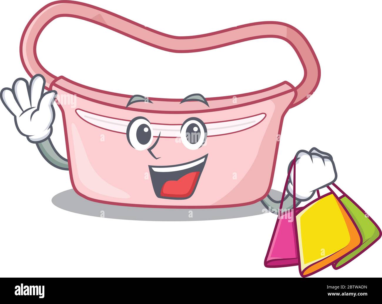 wealthy women waist bag cartoon character with shopping bags Stock ...