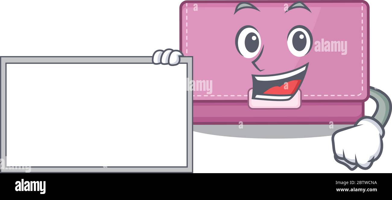 Cartoon character design of womens wallet holding a board Stock Vector ...