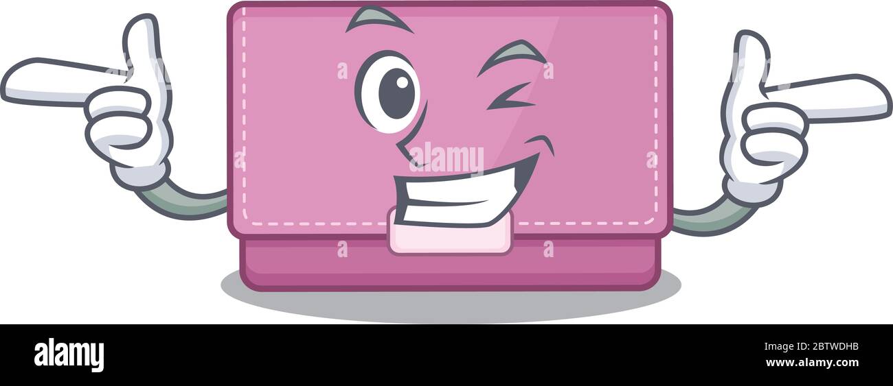 Cartoon design of womens wallet showing funny face with wink eye Stock ...