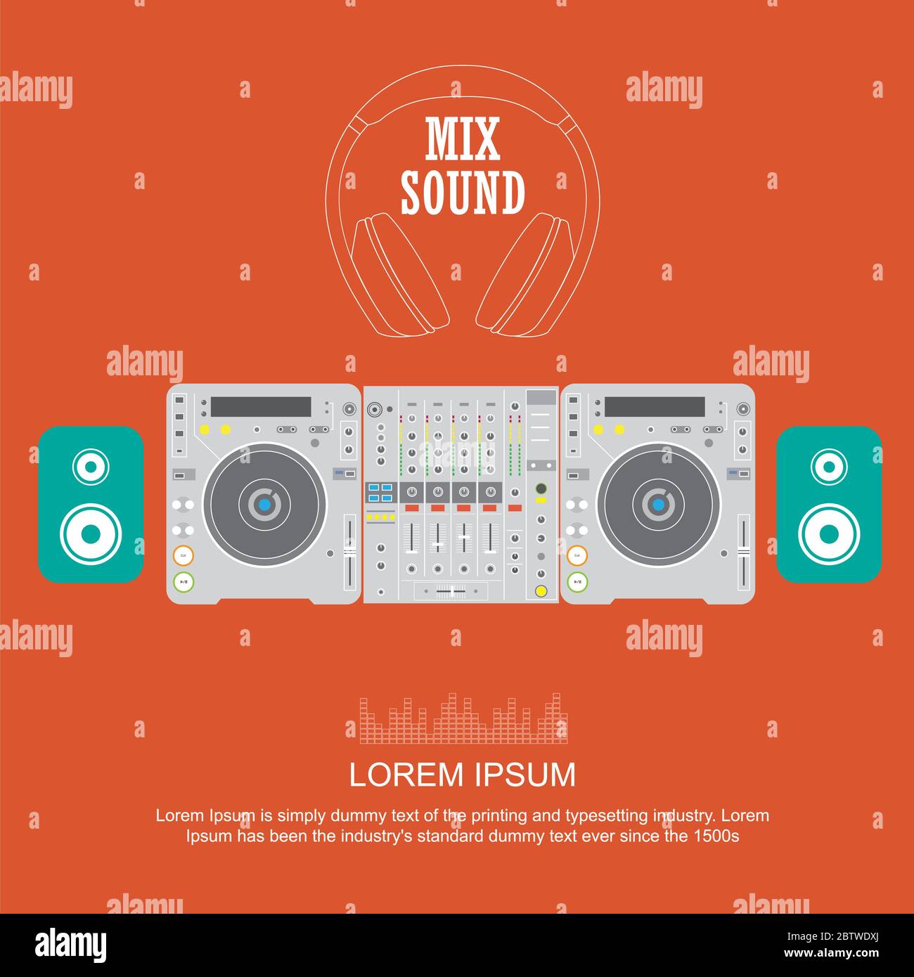 flat design dj mixer sound turntables icons Stock Photo - Alamy