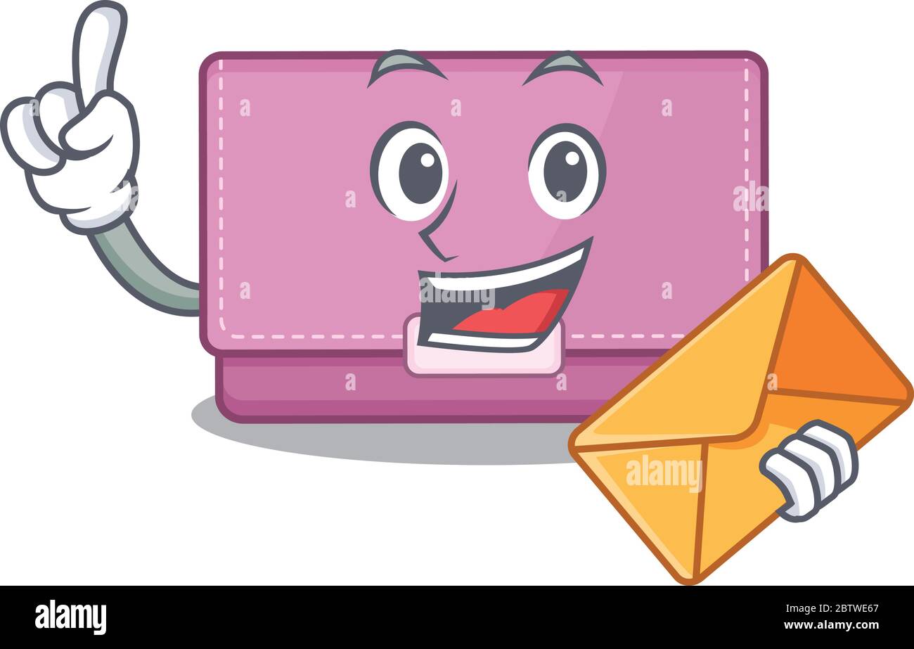 A picture of cheerful womens wallet cartoon design with brown envelope ...