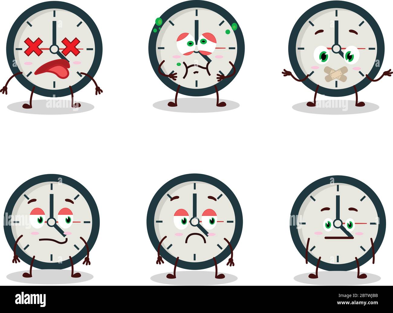 Clock cartoon with character with nope expression Stock Vector Image ...