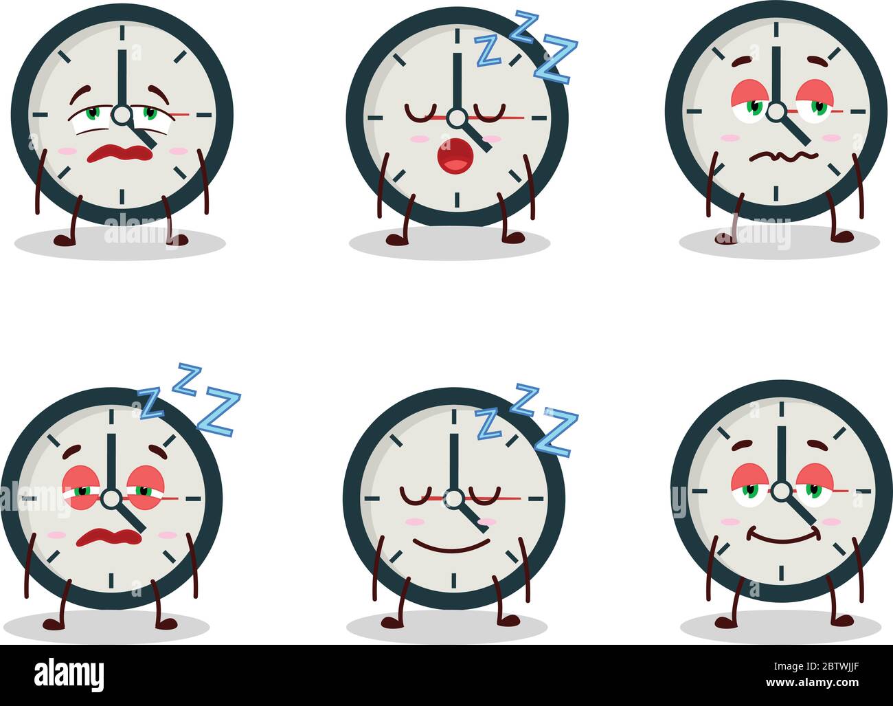 Cartoon character of clock with sleepy expression Stock Vector Image ...