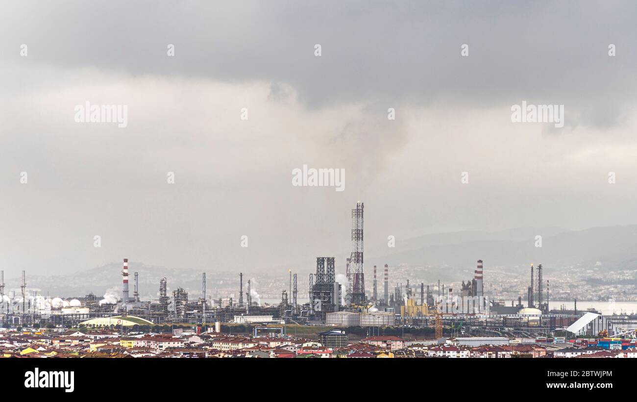 Turkey - May 27, 2020 :Tupras Izmit petroleum refinery. Tupras is ...