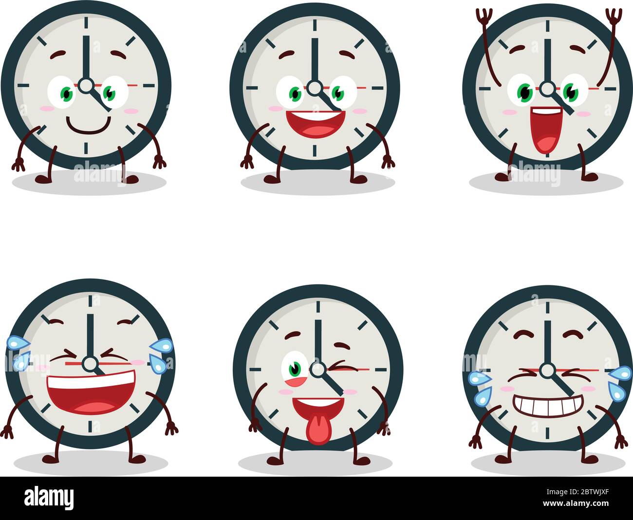 Cartoon character of clock with smile expression Stock Vector Image ...