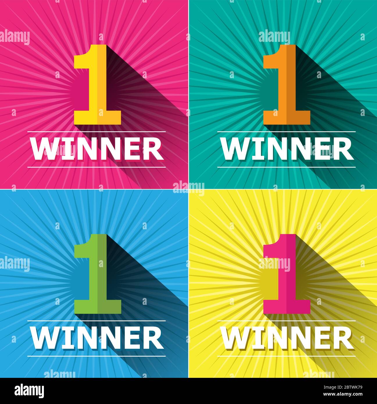 Flat design bright colors number one first place winner and badges ...