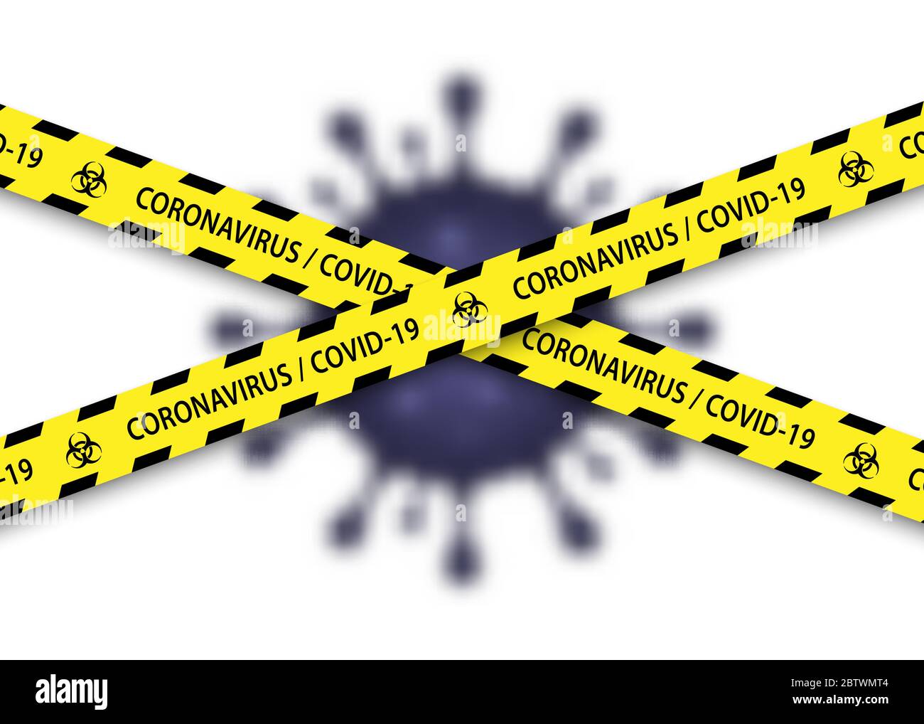 Caution biohazard black and yellow striped borders with virus. Stop ...
