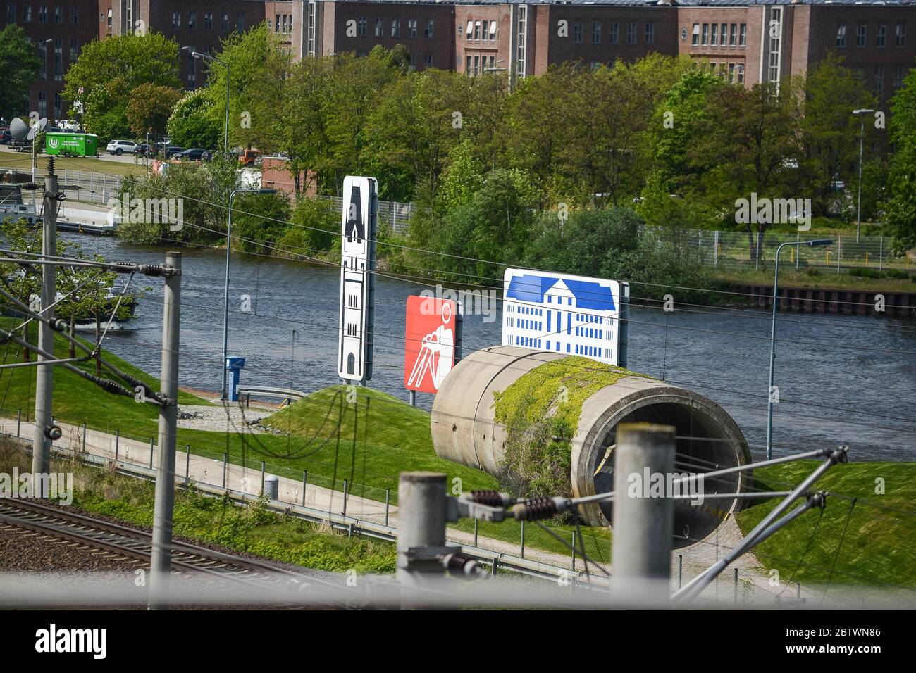 Wolfsburg with the Autostadt Museum. WOLFSBURG, GERMANY. May 19, 2016 ...