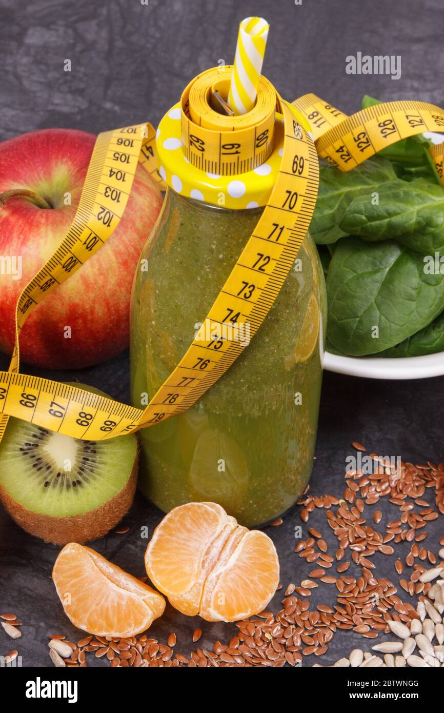 Fresh healthy smoothie from fruits and vegetables as source natural ...