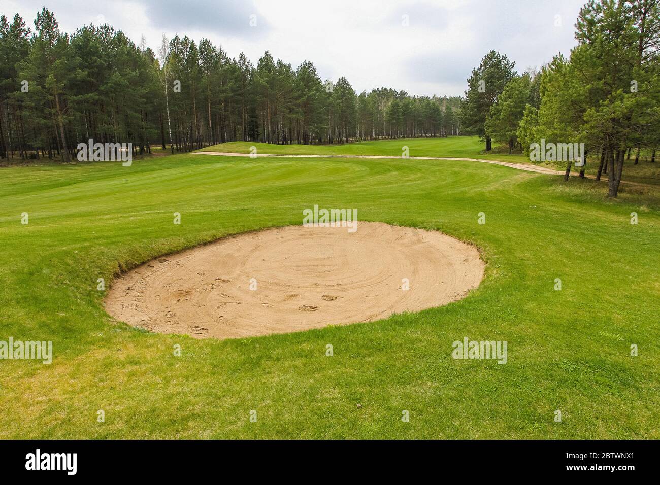 Golf course panoramas and bunker Stock Photo - Alamy