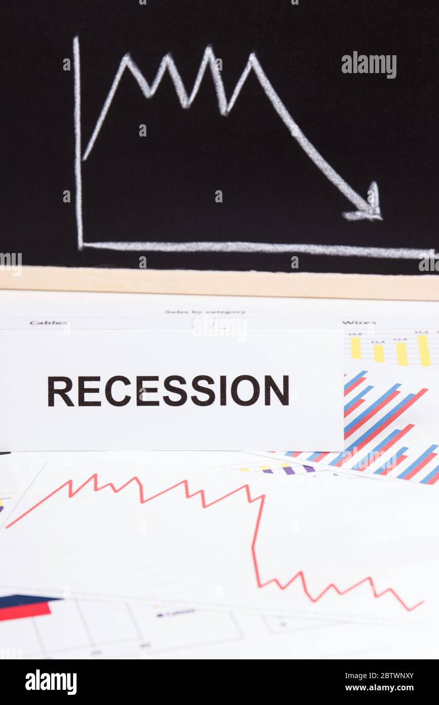 Inscription recession and downward graphs representing financial crisis ...