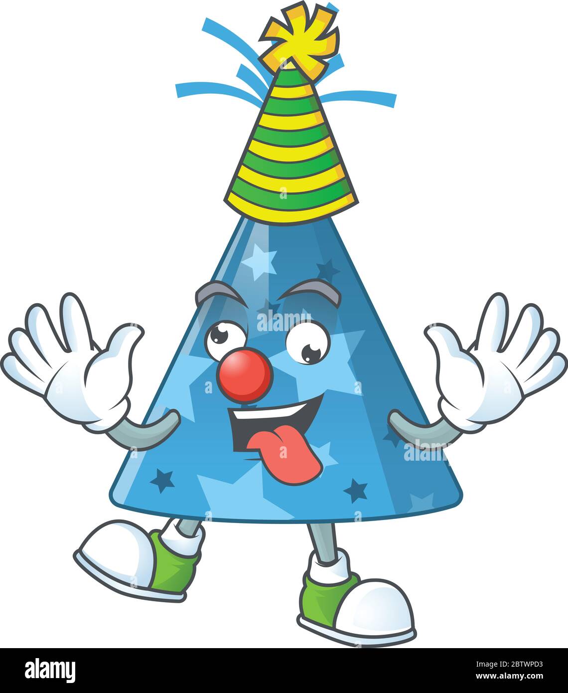entertaining Clown blue party hat caricature character design style ...