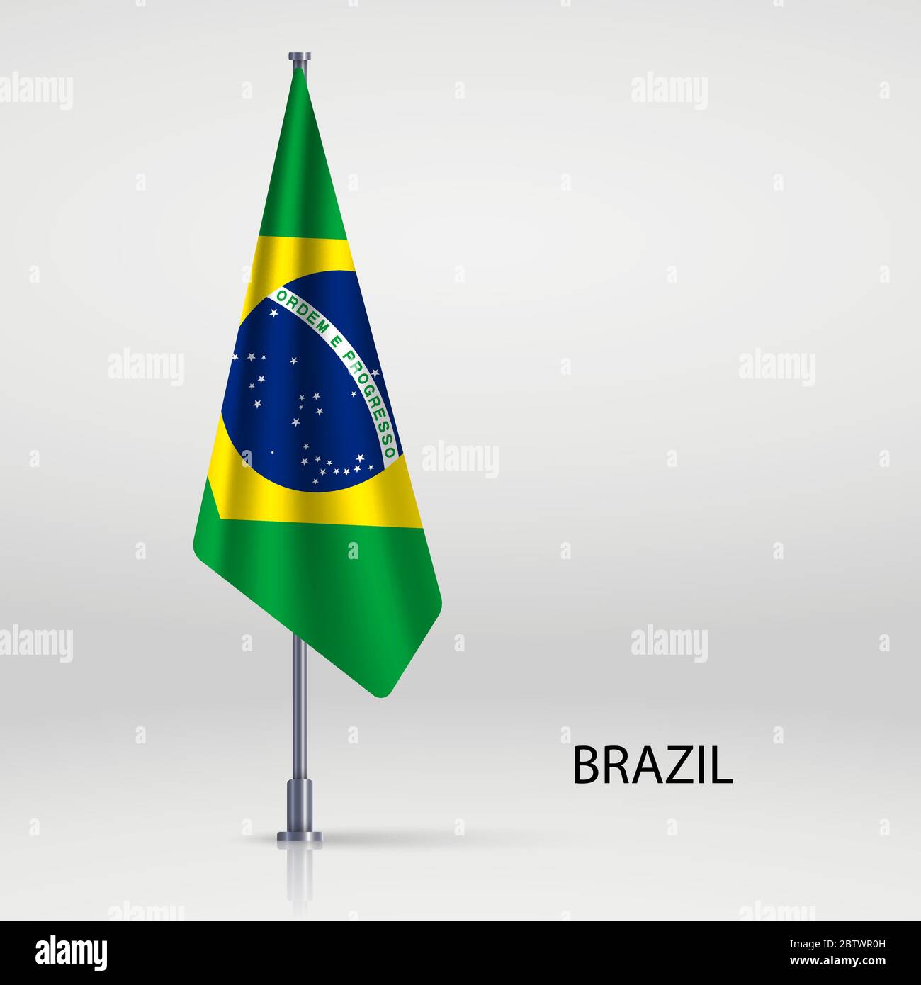 Brazilian flag on flagpole Stock Vector Images - Alamy