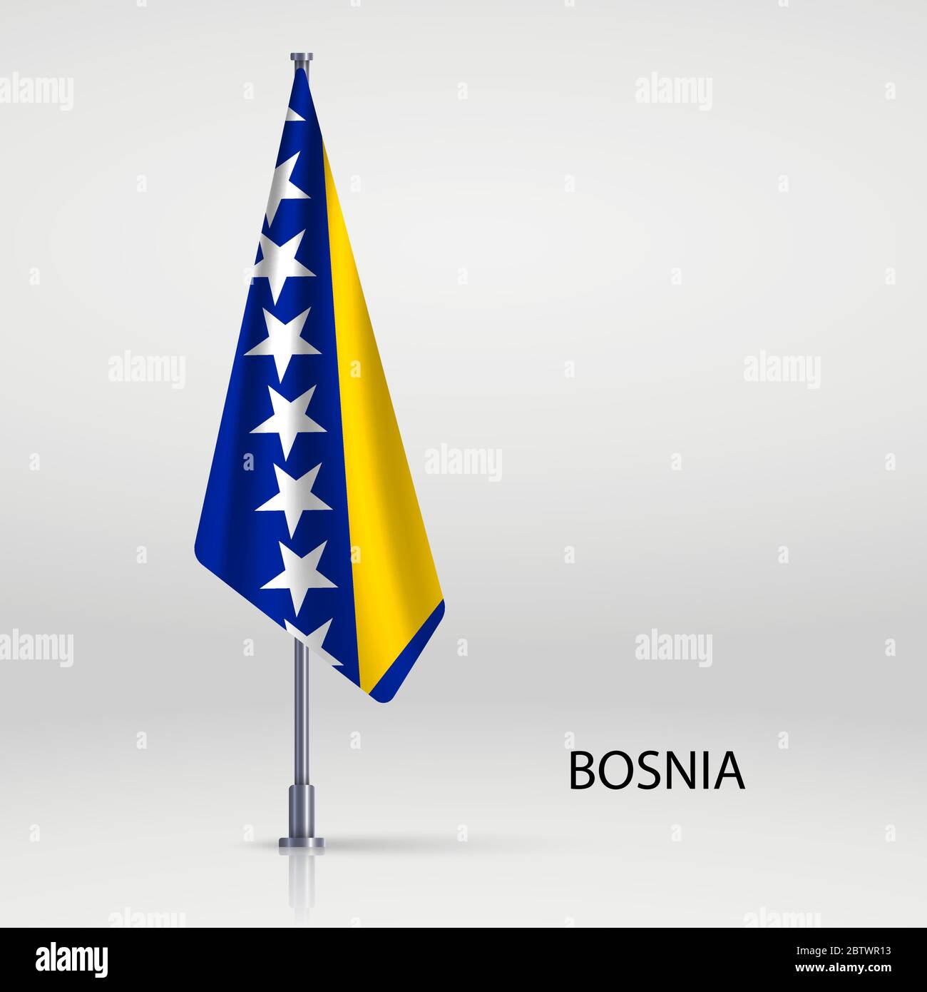 Bosnia hanging flag on flagpole Stock Vector Image & Art - Alamy