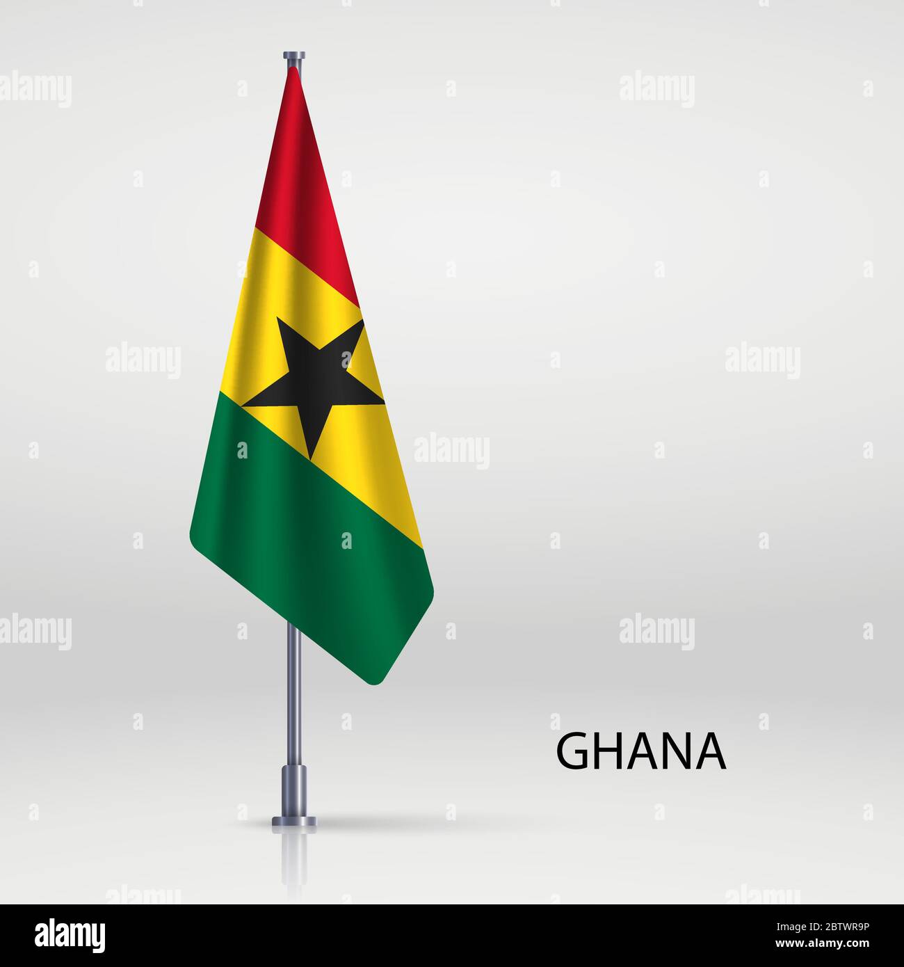 Ghana flag on pole Stock Vector Images - Alamy