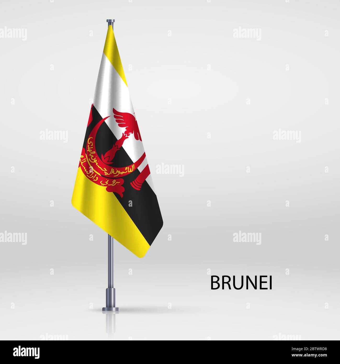 Brunei flag on flag pole Stock Vector Images - Alamy