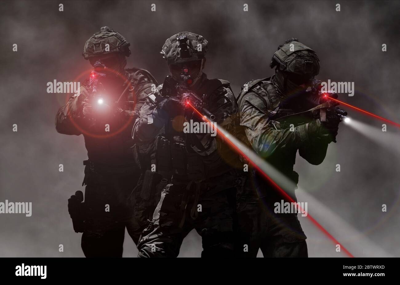 Military special unit commandos assult team during a mission Stock ...