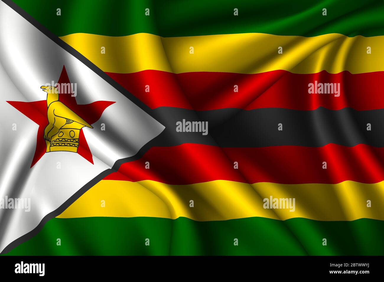 Zimbabwe national flag of silk. Vector fabric texture Stock Vector ...