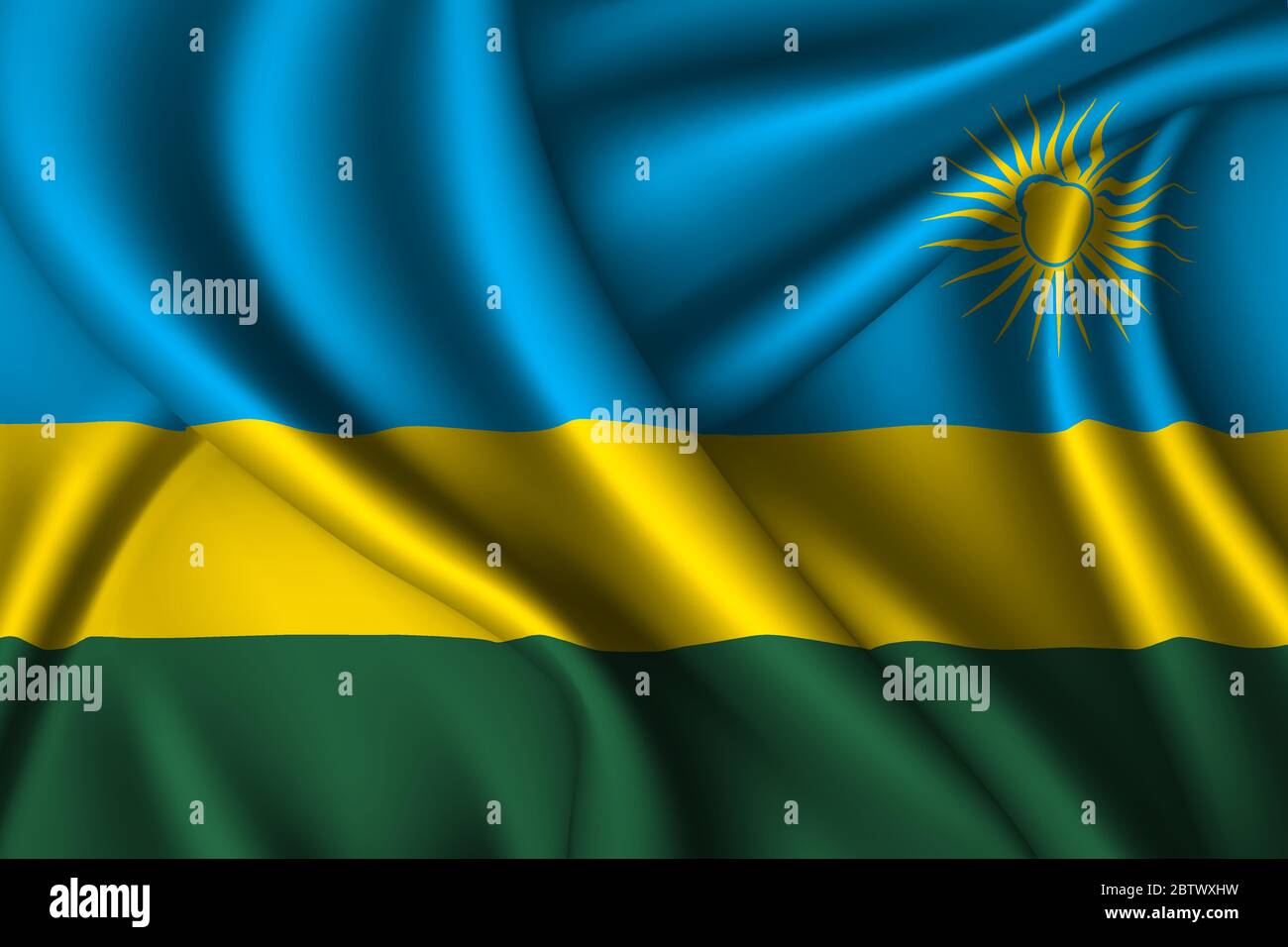 Rwanda national flag of silk. Vector fabric texture Stock Vector Image ...