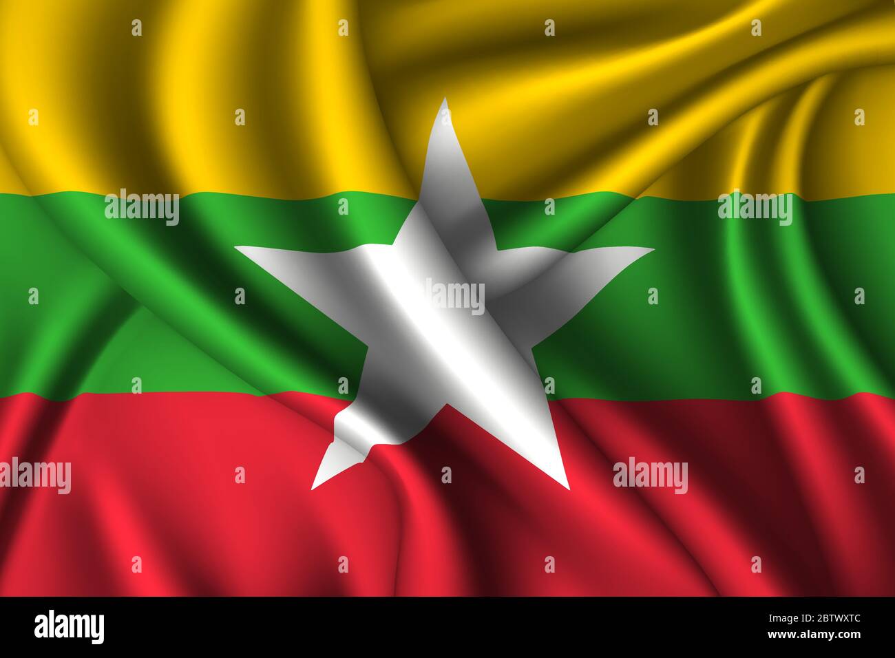 Myanmar national flag of silk. Vector fabric texture Stock Vector Image ...